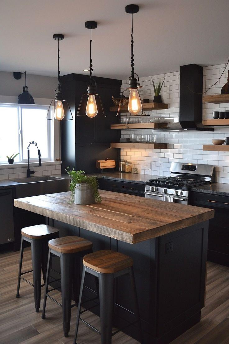 Top 28 Breathtaking Rustic Black Kitchen Designs