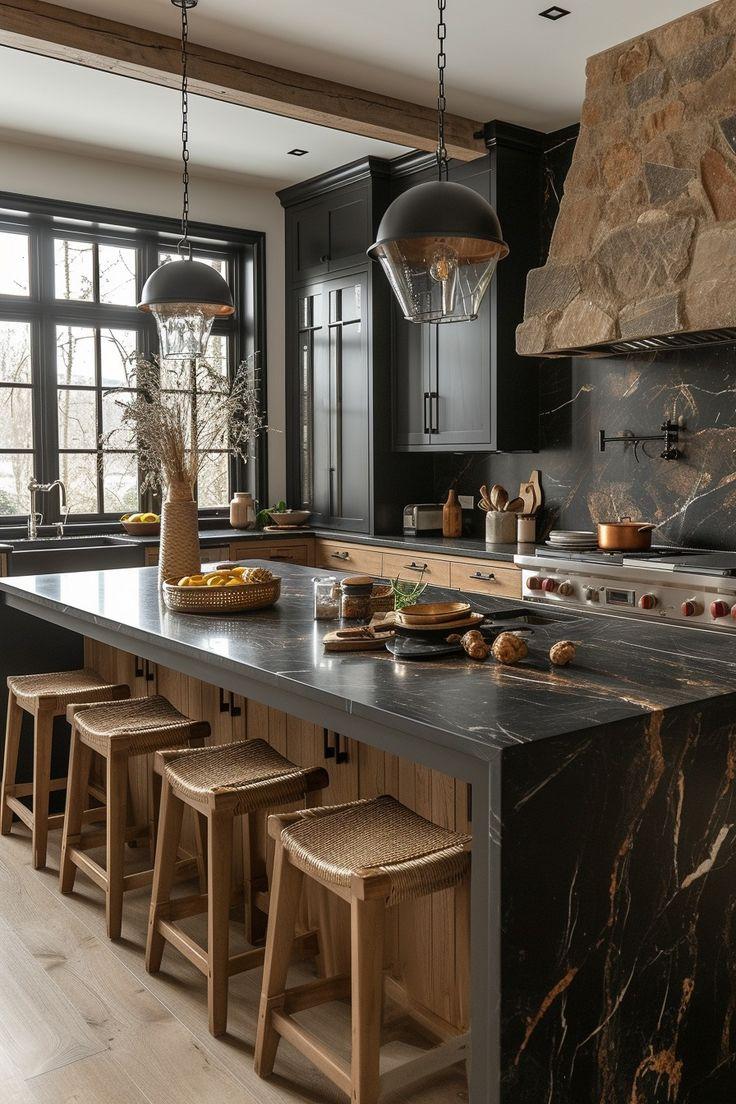 Top 28 Breathtaking Rustic Black Kitchen Designs
